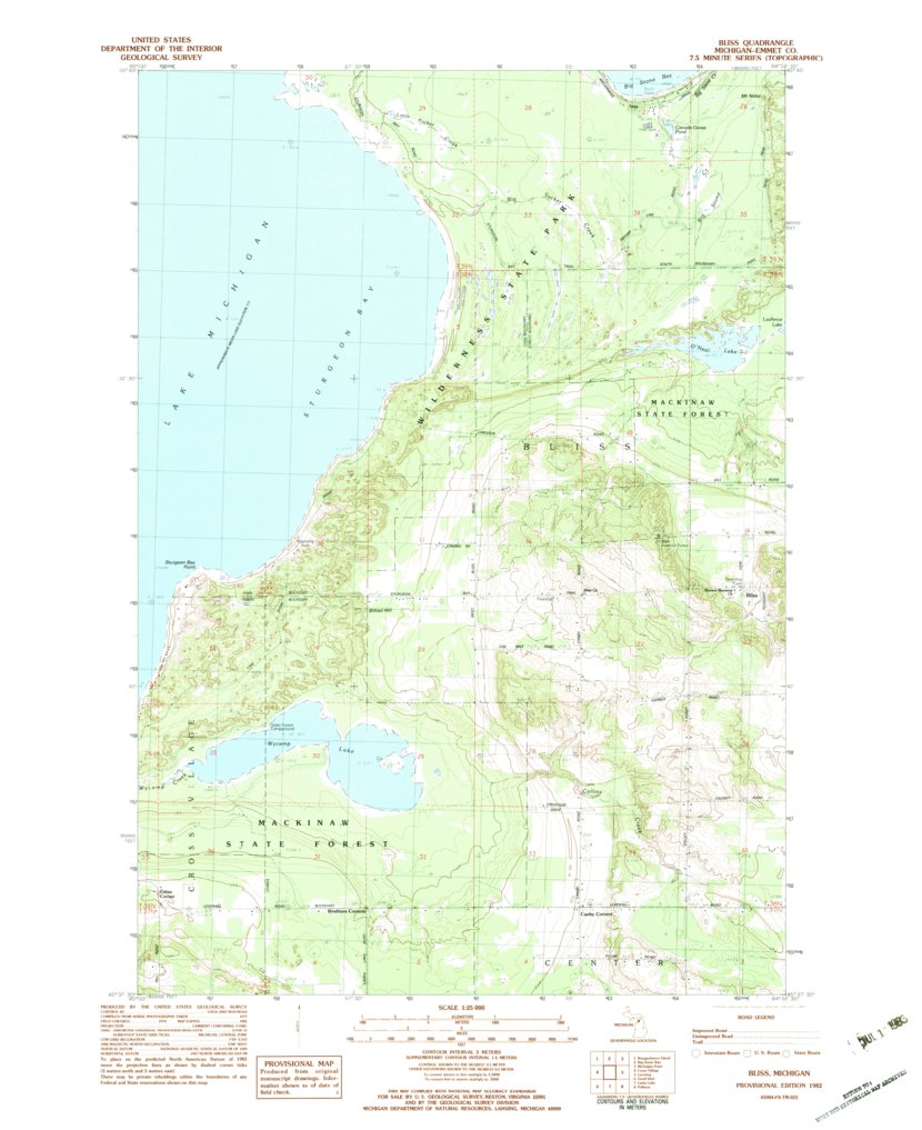 Bliss, MI (1982, 25000-Scale) Map by United States Geological Survey ...
