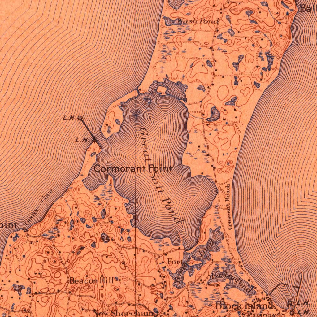 Block Island, RI (1899, 62500-Scale) Map by United States Geological ...