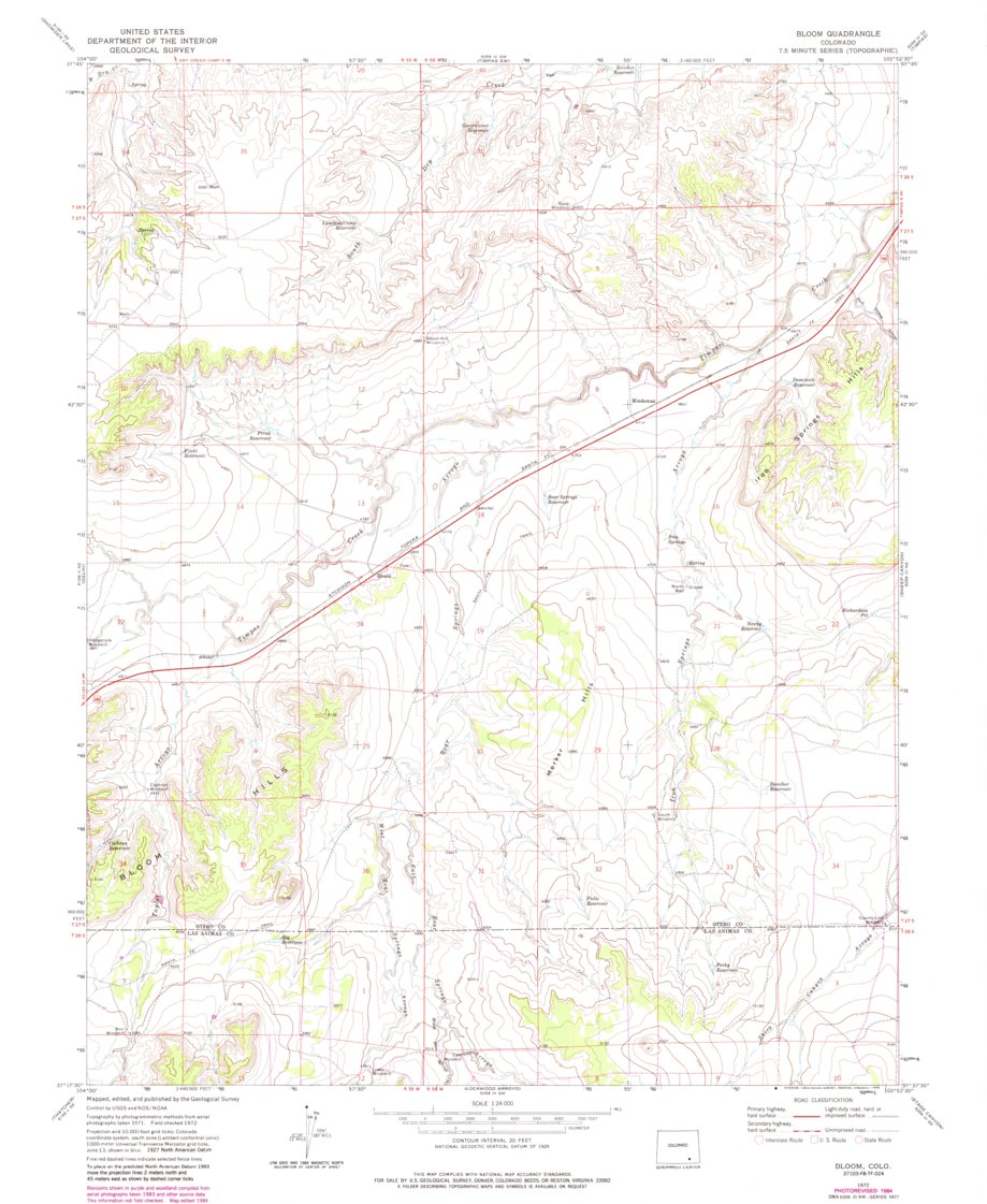 Bloom, CO (1972, 24000-Scale) Map by United States Geological Survey ...