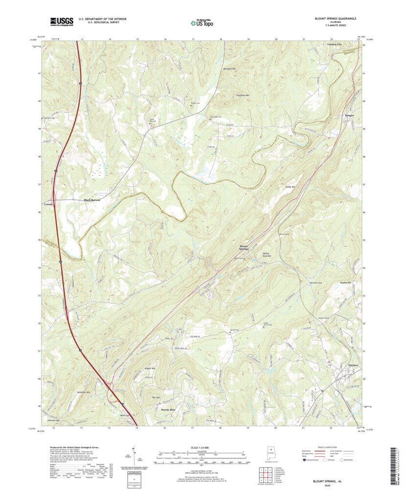 Blount Springs, AL (2020, 24000-Scale) Map by United States Geological ...