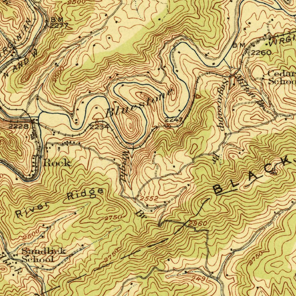 Bluefield, WV-VA (1916, 62500-Scale) Map by United States Geological ...
