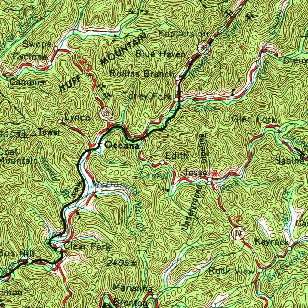Bluefield, WV-VA-KY (1957, 250000-Scale) Map by United States ...