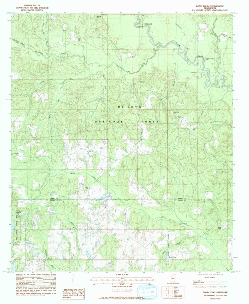 Bond Pond, MS (1983, 24000-Scale) Map by United States Geological ...