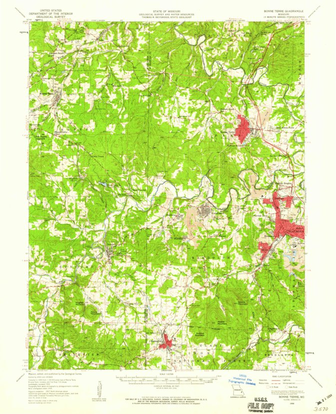 Bonne Terre, MO (1958, 62500-Scale) Map by United States Geological ...