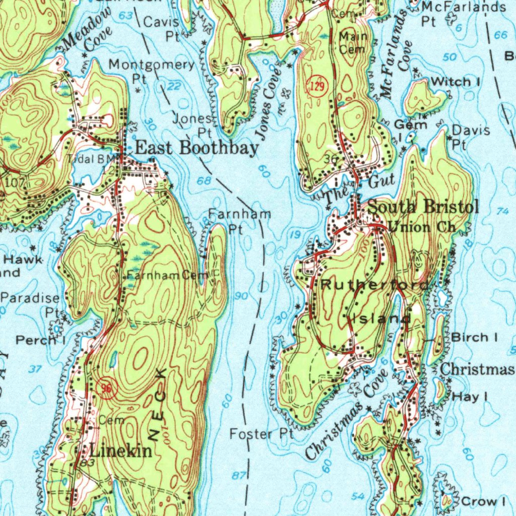 Boothbay, ME (1957, 62500-Scale) Map by United States Geological Survey ...