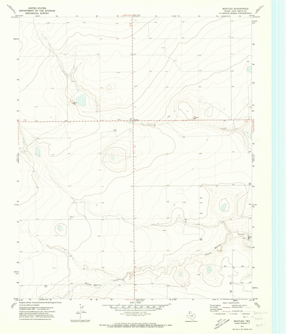 Bootleg, TX (1971, 24000-Scale) Map by United States Geological Survey ...