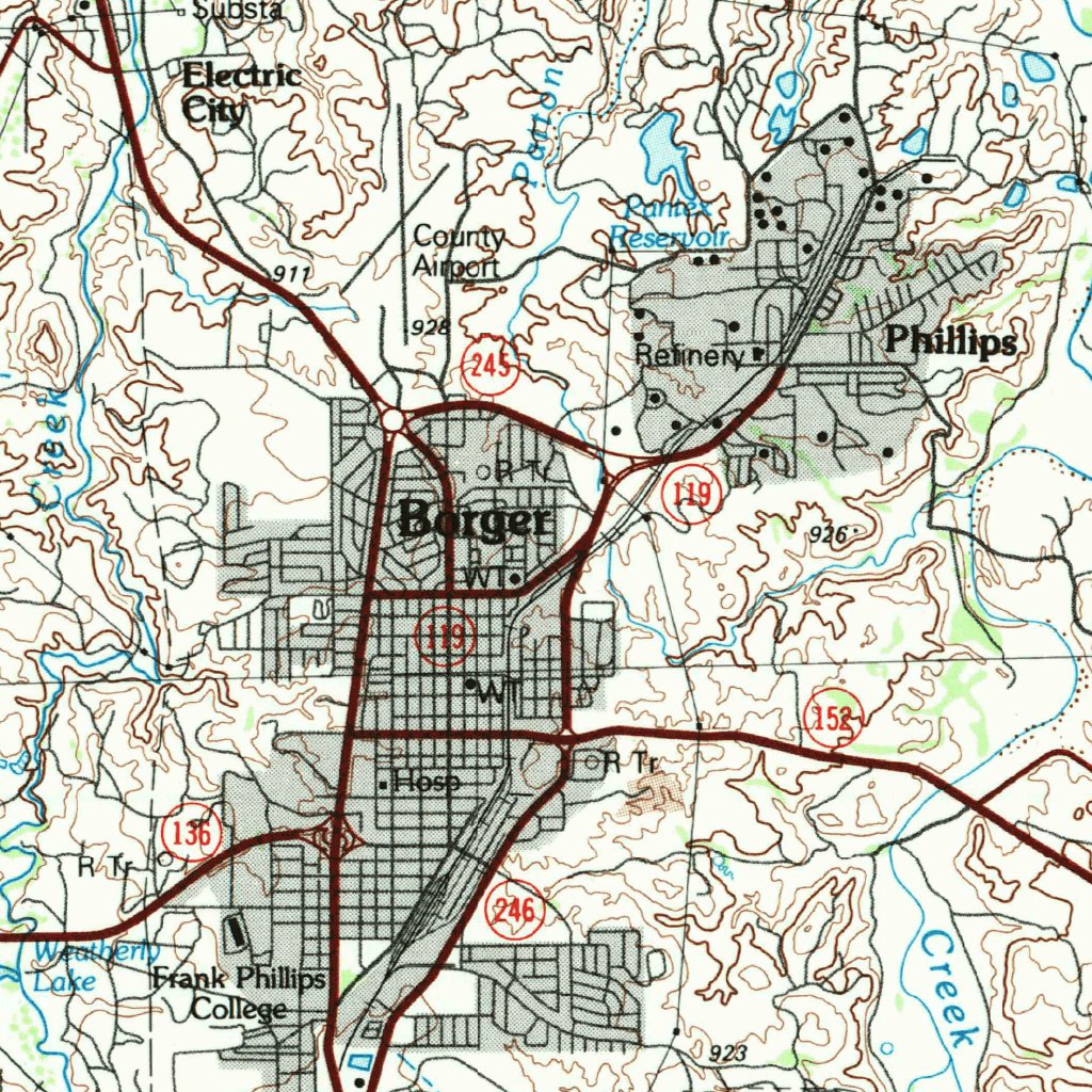 Borger, TX (1986, 100000-Scale) Map by United States Geological Survey ...
