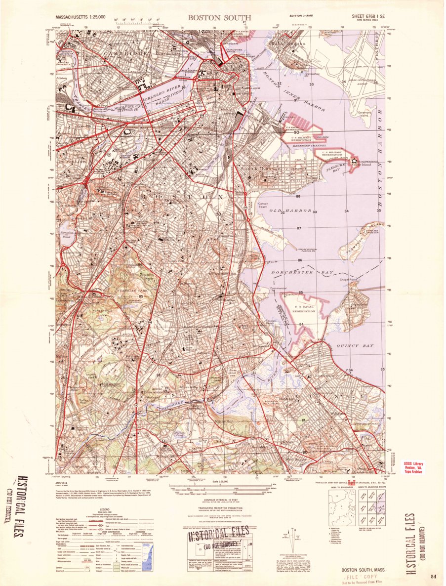 Boston South, MA (1954, 25000-Scale) Map by United States Geological ...