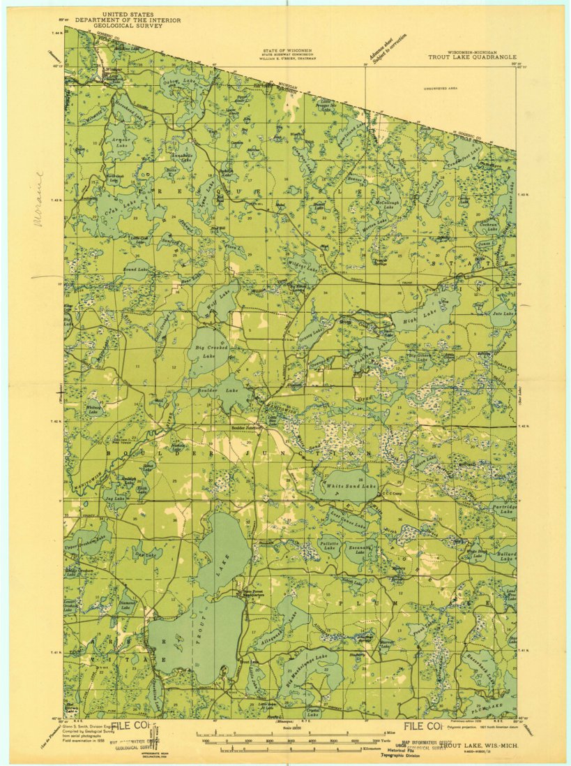 Boulder Junction, WI-MI (1939, 48000-Scale) Map by United States ...