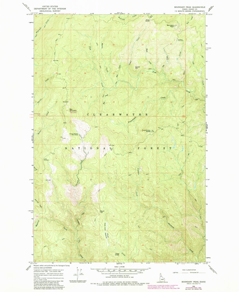 Boundary Peak, ID (1966, 24000-Scale) Map by United States Geological ...