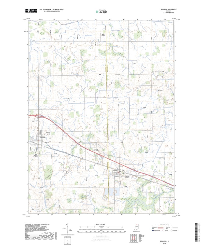 Bourbon, IN (2022, 24000-Scale) Map by United States Geological Survey ...