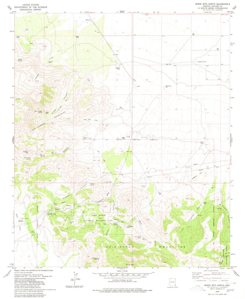 Bowie Mountain North, AZ (1979, 24000-Scale) Map by United States ...
