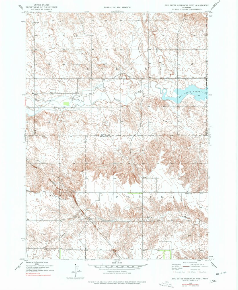 Box Butte Reservoir West, NE (1946, 24000-Scale) Map by United States ...