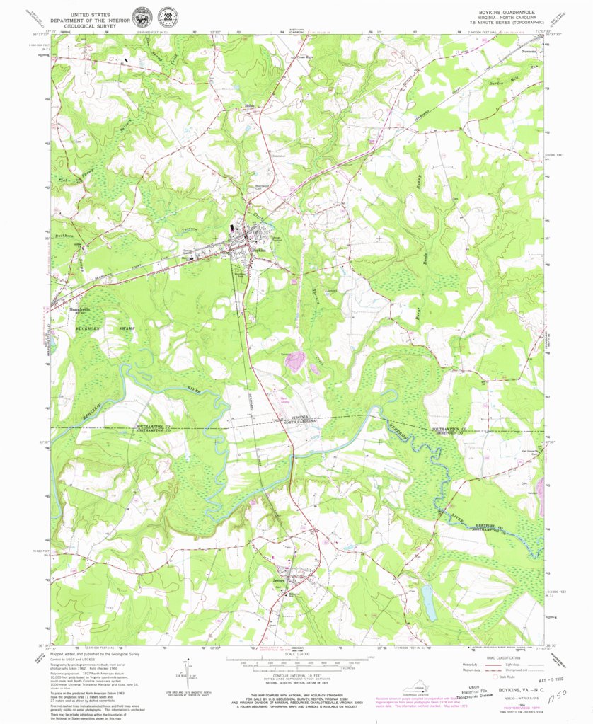 Boykins, VA-NC (1966, 24000-Scale) Map by United States Geological ...