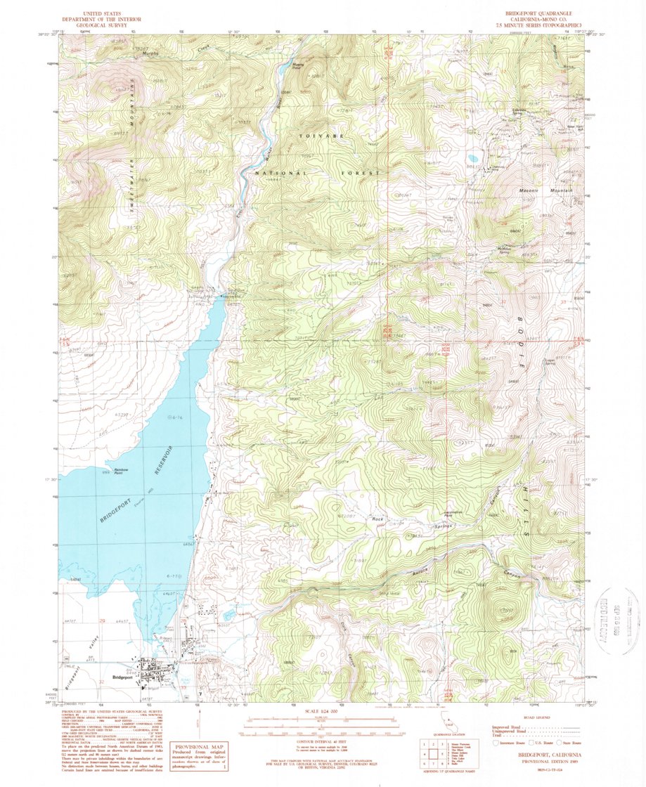 Bridgeport, CA (1989, 24000-Scale) Map by United States Geological ...