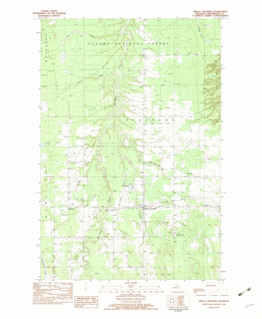 Bruce Crossing, MI (1982, 24000-Scale) Map by United States Geological ...