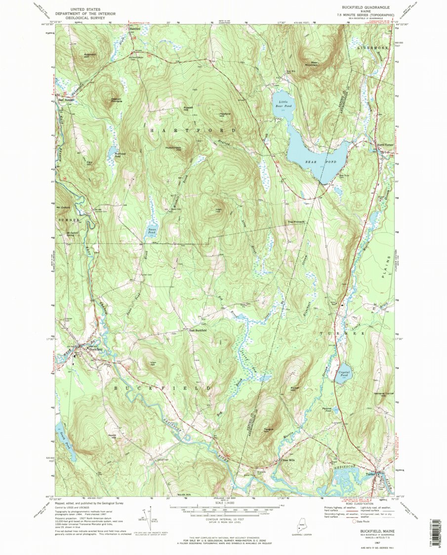 Buckfield, ME (1967, 24000-Scale) Map by United States Geological ...