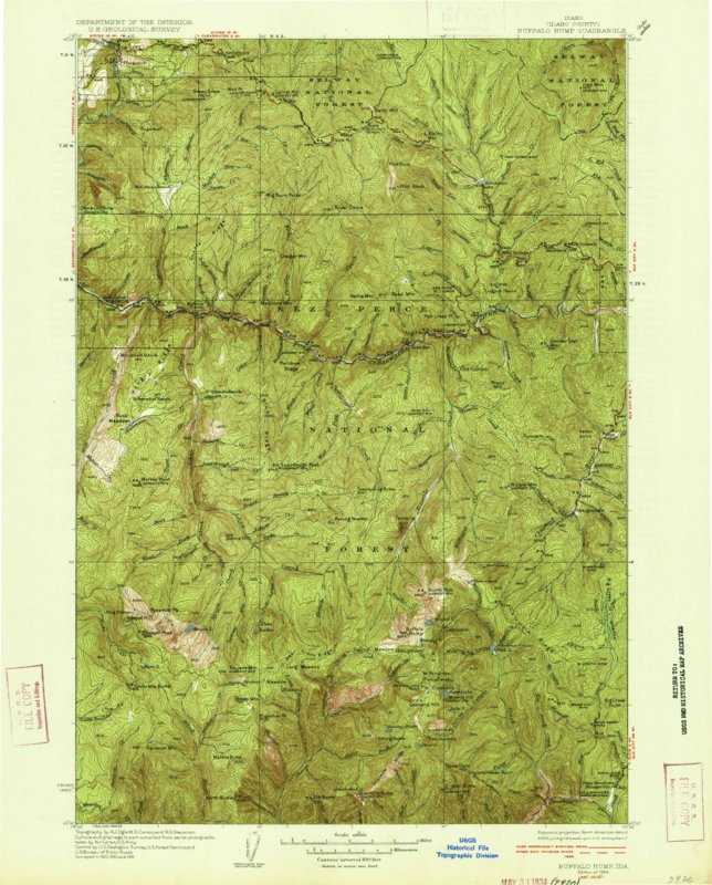 Buffalo Hump, ID (1934, 125000-Scale) Map by United States Geological ...