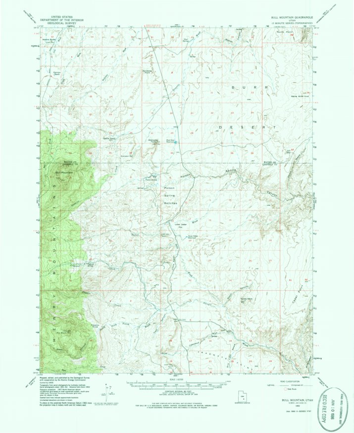 Bull Mountain, UT (1952, 62500-Scale) Map by United States Geological ...