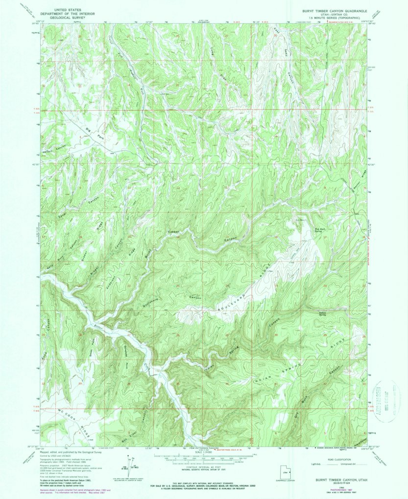 Burnt Timber Canyon, UT (1966, 24000-Scale) Map by United States ...