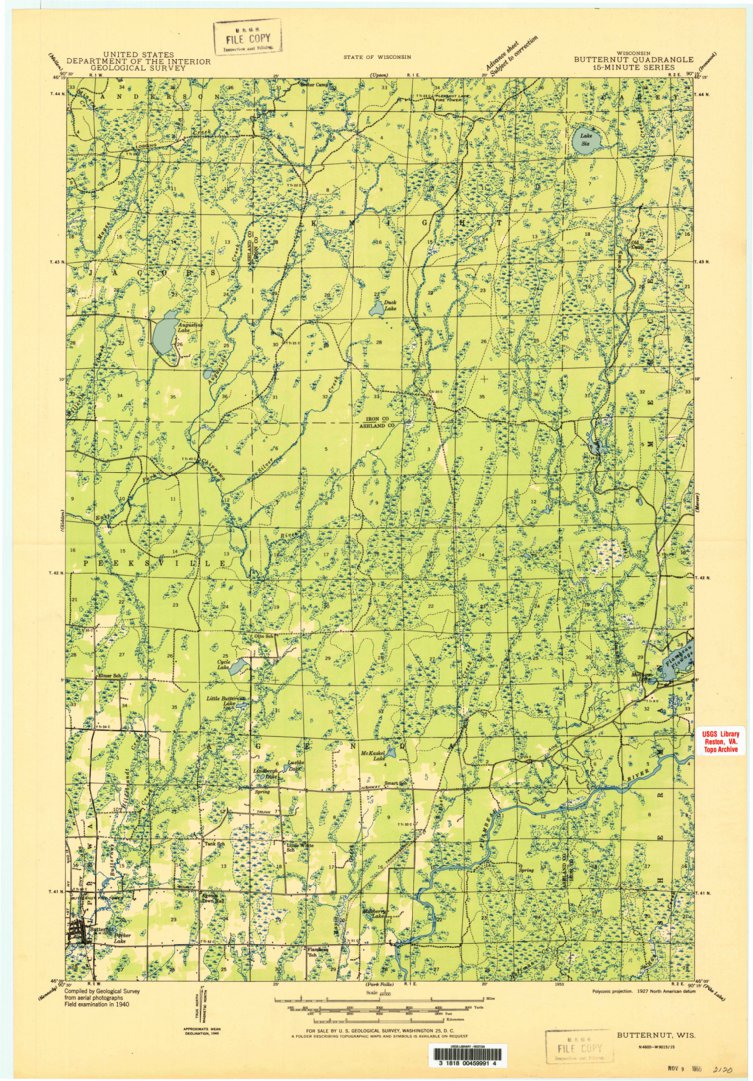 Butternut, WI (1950, 48000-Scale) Map by United States Geological ...
