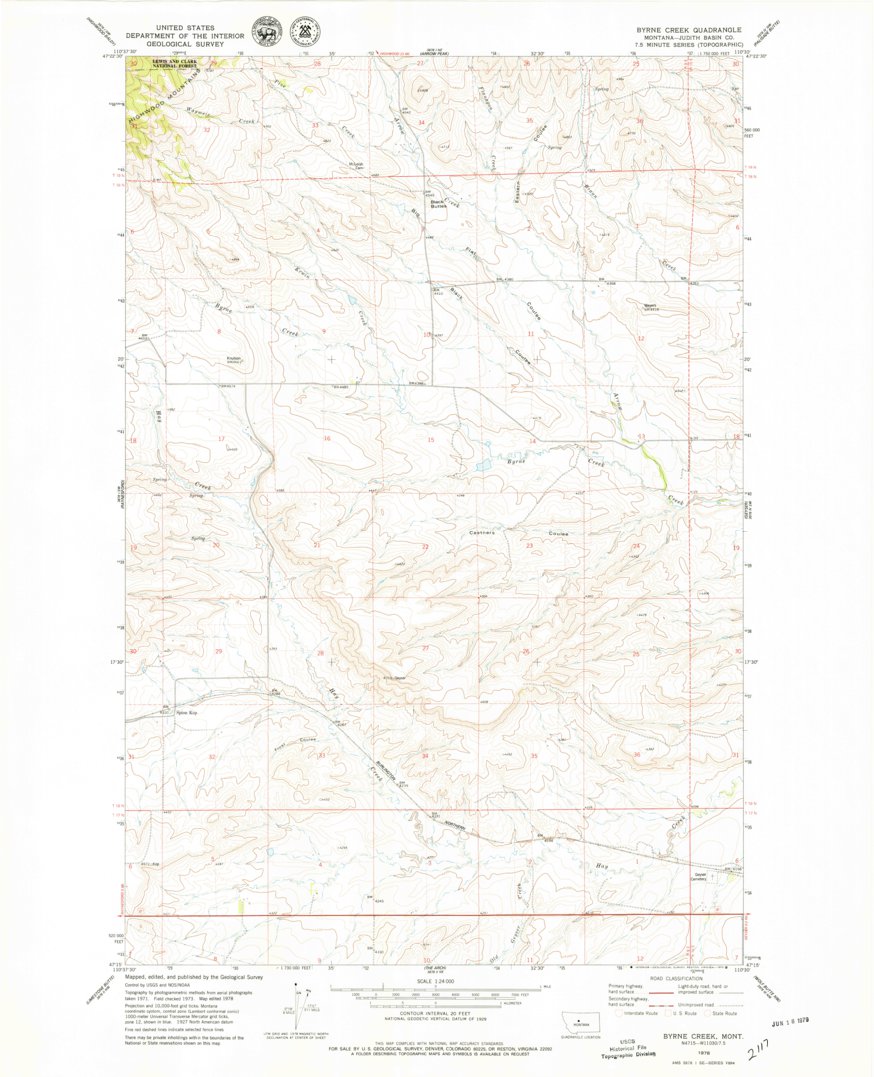 Byrne Creek, MT (1978, 24000-Scale) Map by United States Geological ...