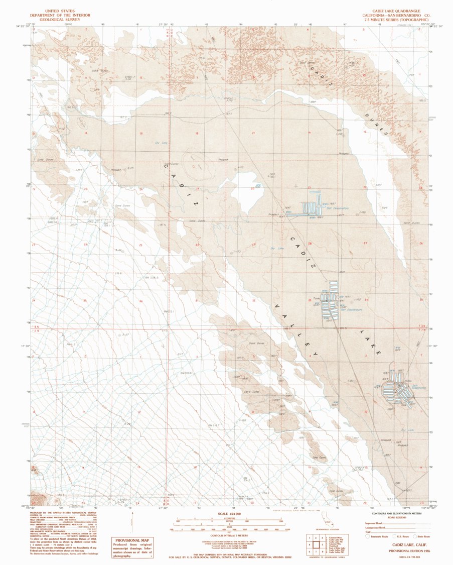 Cadiz Lake, CA (1985, 24000-Scale) Map by United States Geological ...
