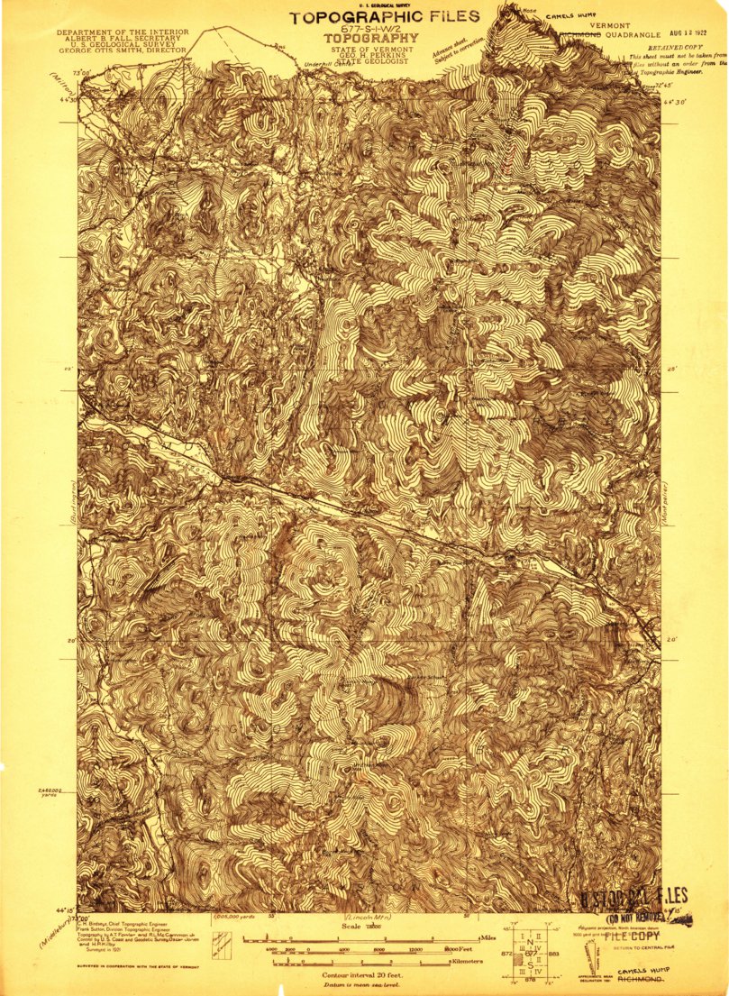 Camels Hump, VT (1921, 48000-Scale) Map by United States Geological ...