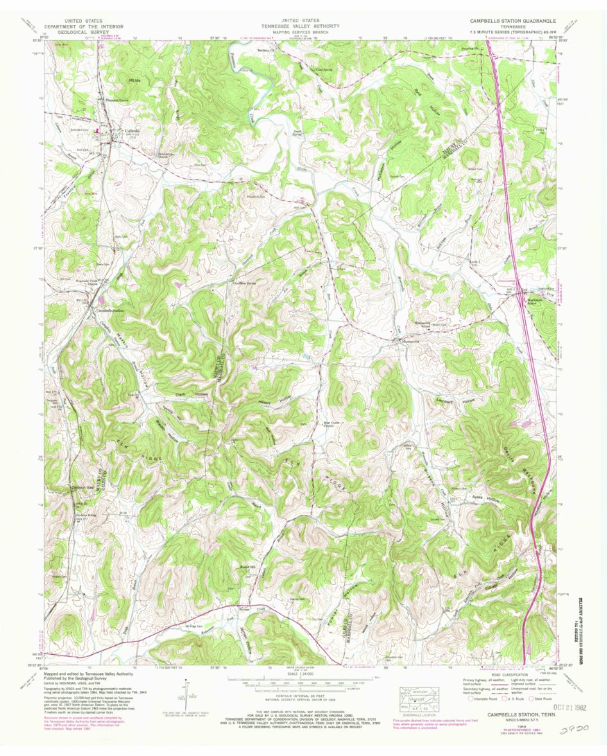 Campbells Station, TN (1949, 24000-Scale) Map by United States ...