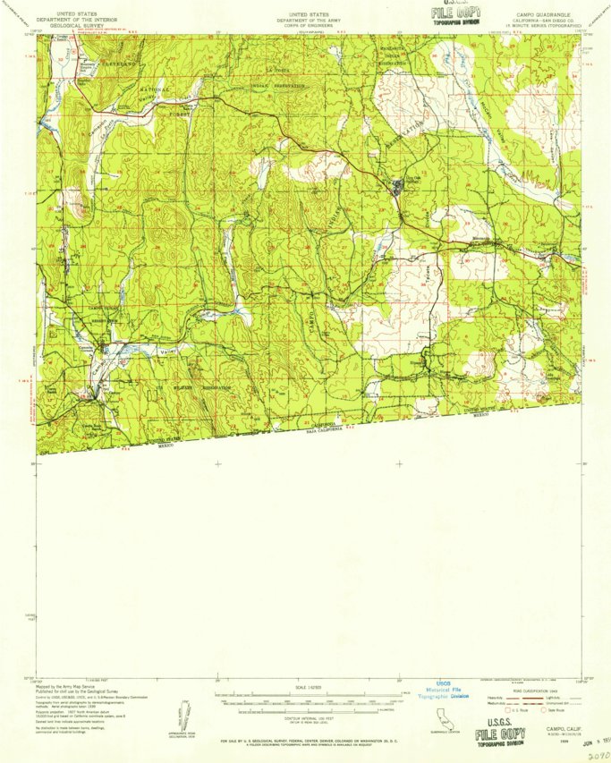 Campo, CA (1939, 62500-Scale) Map by United States Geological Survey ...