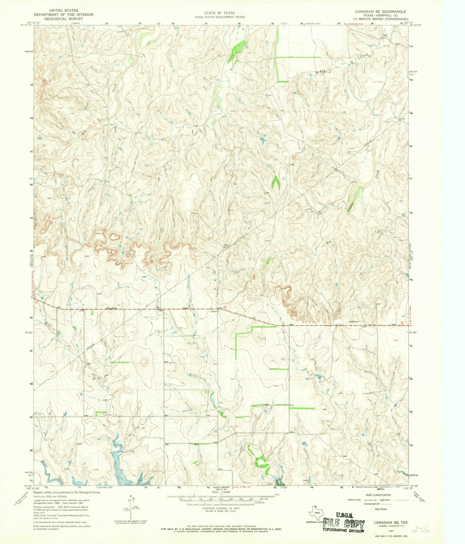 Canadian SE, TX (1967, 24000-Scale) Map by United States Geological ...