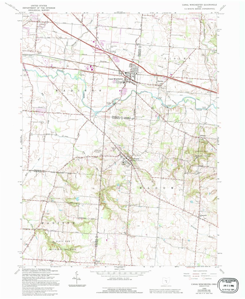 Canal Winchester, OH (1966, 24000-Scale) Map by United States ...