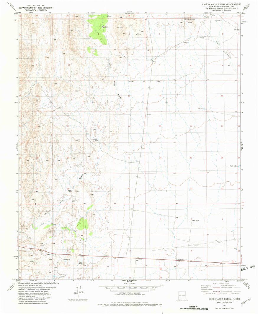 Canon Agua Buena, NM (1981, 24000-Scale) Map by United States ...
