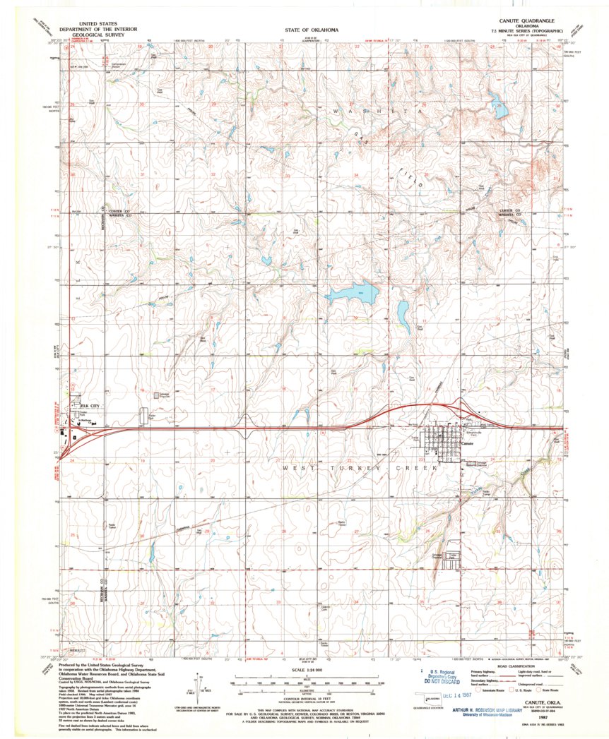 Canute, OK (1987, 24000-Scale) Map by United States Geological Survey ...
