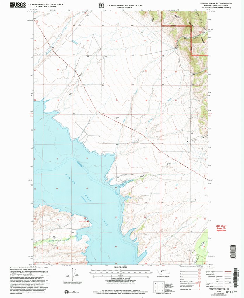 Canyon Ferry SE, MT (2001, 24000-Scale) Map by United States Geological ...