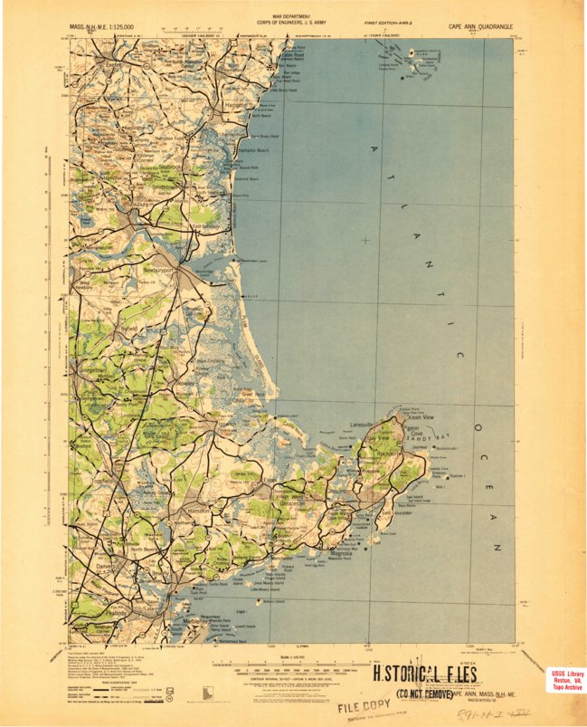 Cape Ann, MA-NH-ME (1943, 125000-Scale) Map by United States Geological ...