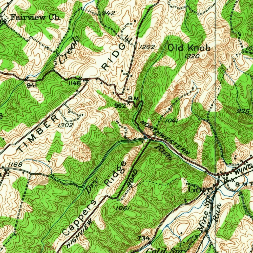 Capon Bridge, WV-VA (1937, 62500-Scale) Map by United States Geological ...