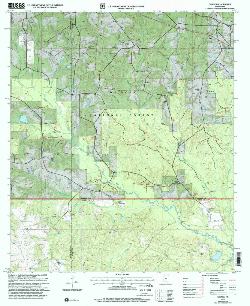 Carnes, MS (2000, 24000-Scale) Map by United States Geological Survey ...