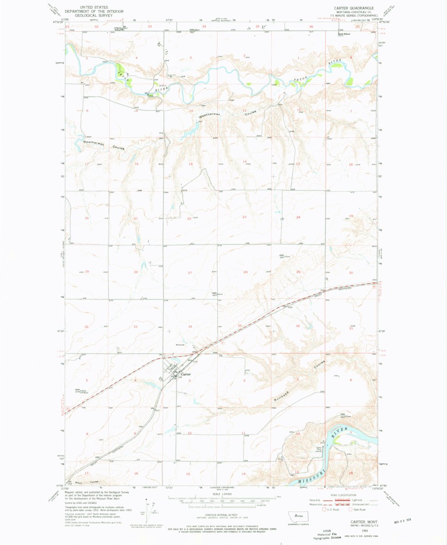 Carter, MT (1953, 24000-Scale) Map by United States Geological Survey ...