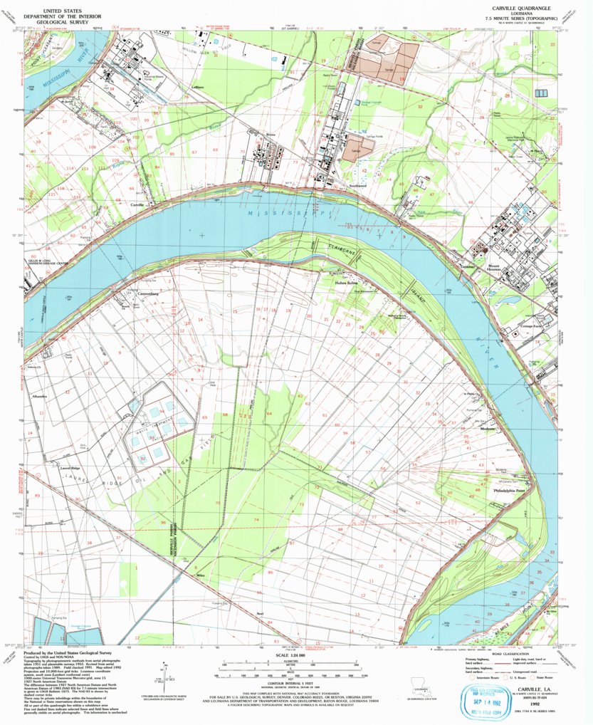 Carville, LA (1992, 24000-Scale) Map by United States Geological Survey ...