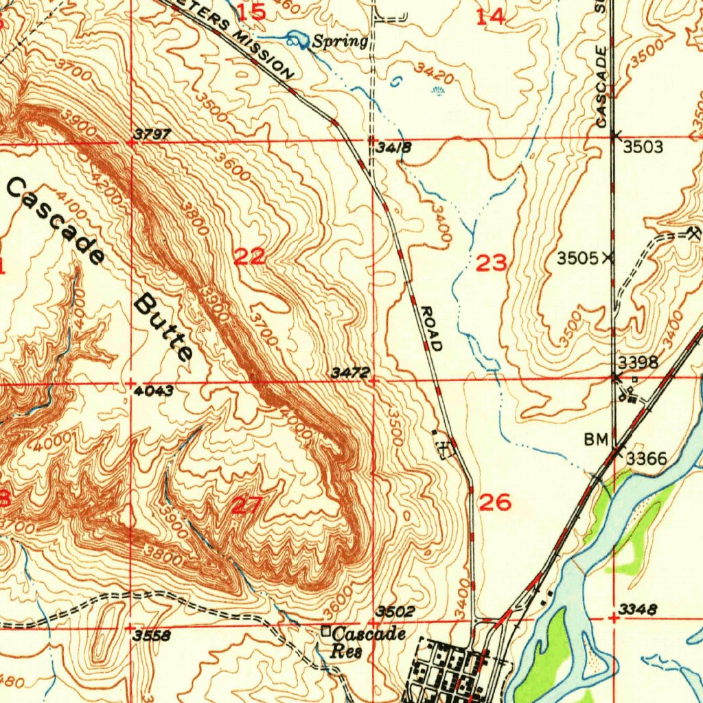 Cascade, MT (1951, 62500-Scale) Map by United States Geological Survey ...