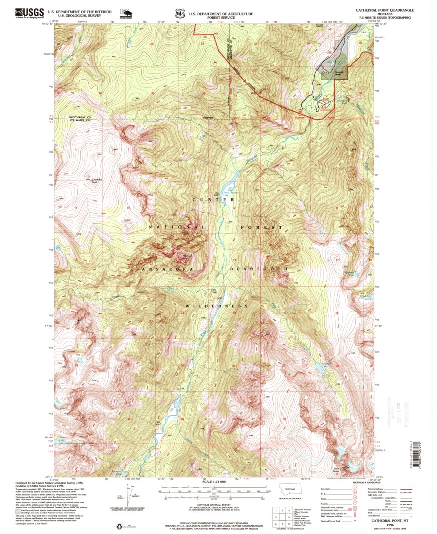 Cathedral Point, MT (1996, 24000-Scale) Map by United States Geological ...