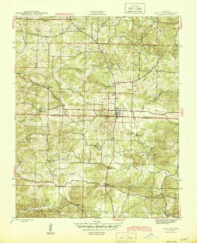 Cave City, AR (1943, 31680-Scale) Map by United States Geological ...
