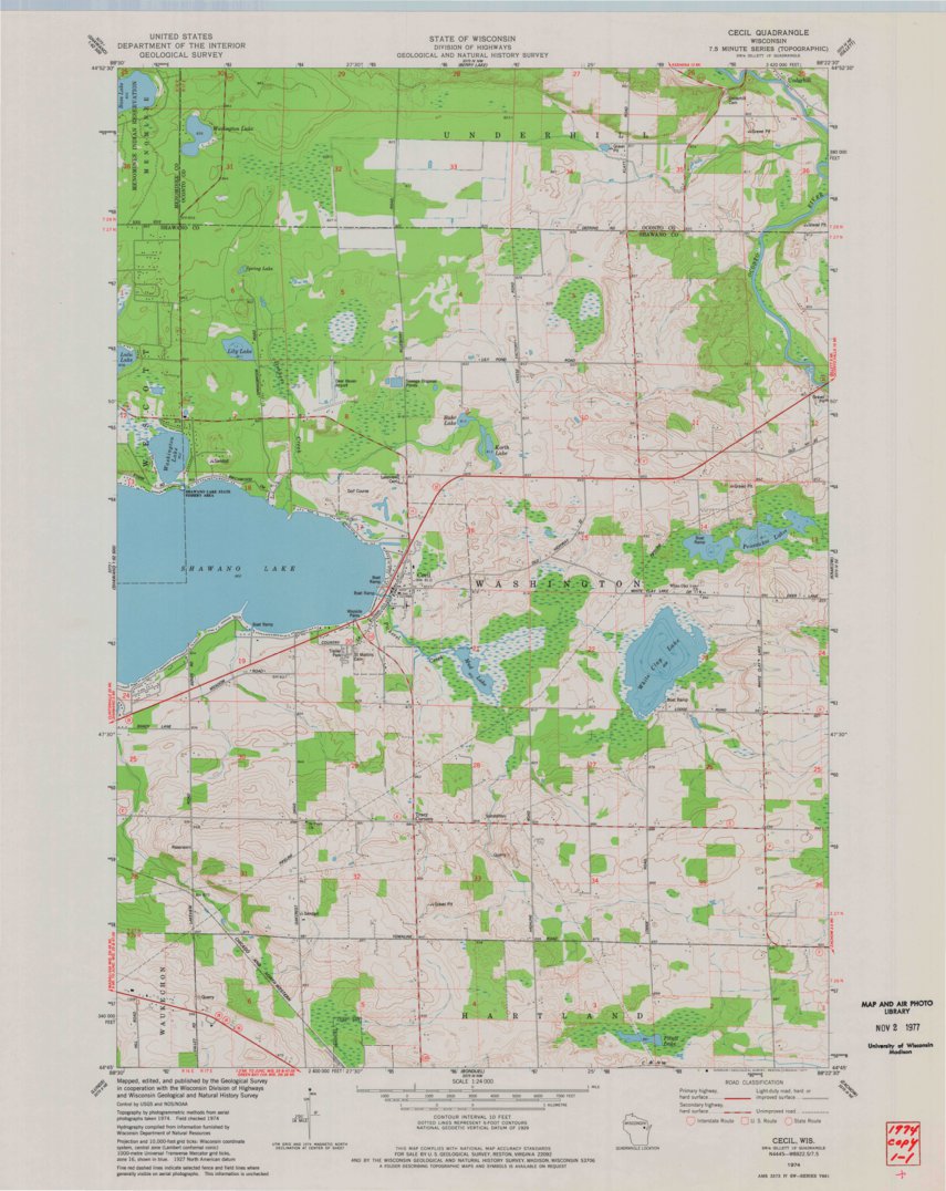 Cecil, WI (1974, 24000-Scale) Map by United States Geological Survey ...