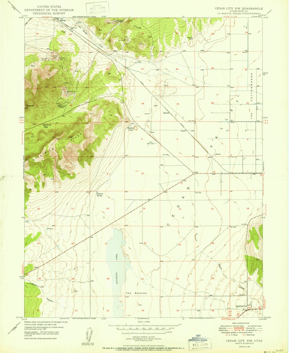 Cedar City NW, UT (1950, 24000-Scale) Map by United States Geological ...