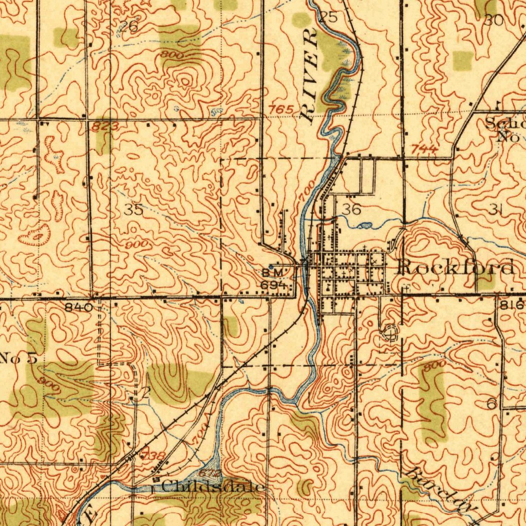 Cedar Springs, MI (1918, 62500-Scale) Map by United States Geological ...