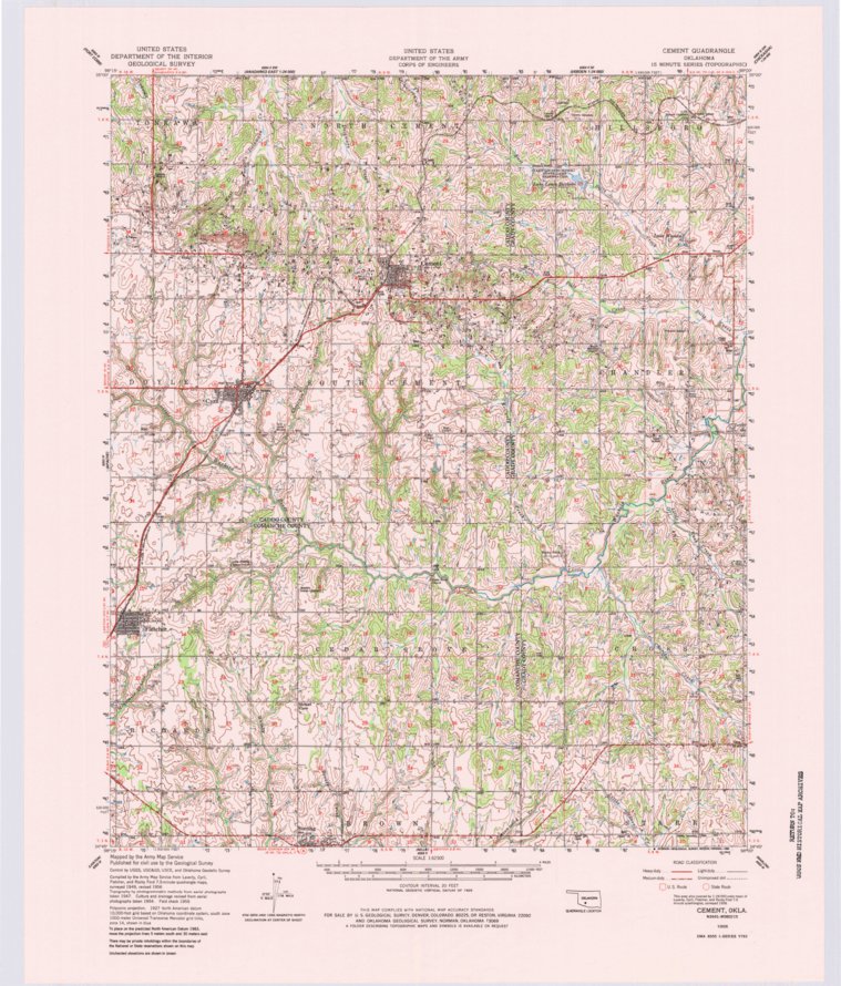 Cement, OK (1956, 62500-Scale) Map by United States Geological Survey ...