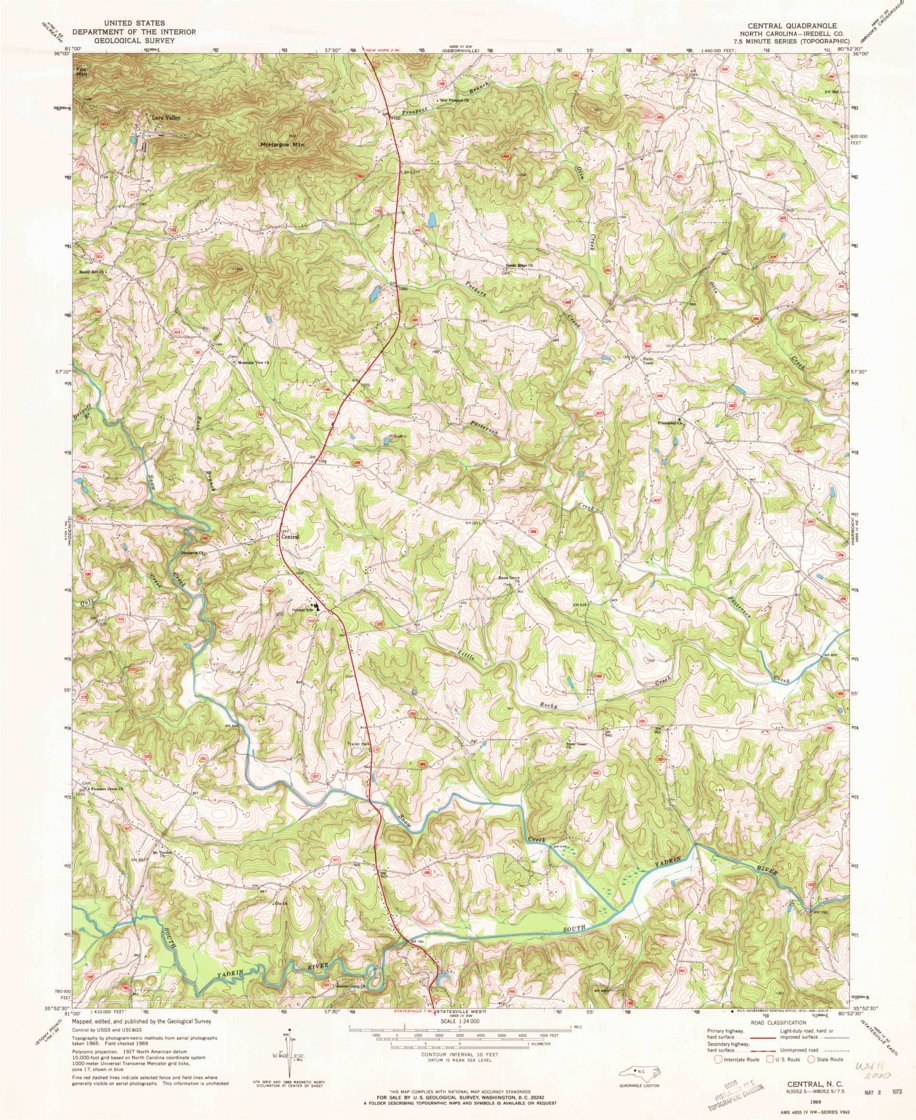 Central, NC (1969, 24000-Scale) Map by United States Geological Survey ...