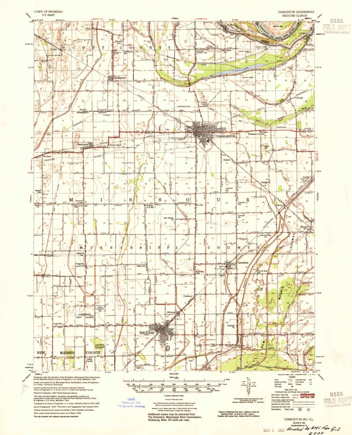 Charleston, MO-IL (1954, 62500-Scale) Map by United States Geological ...