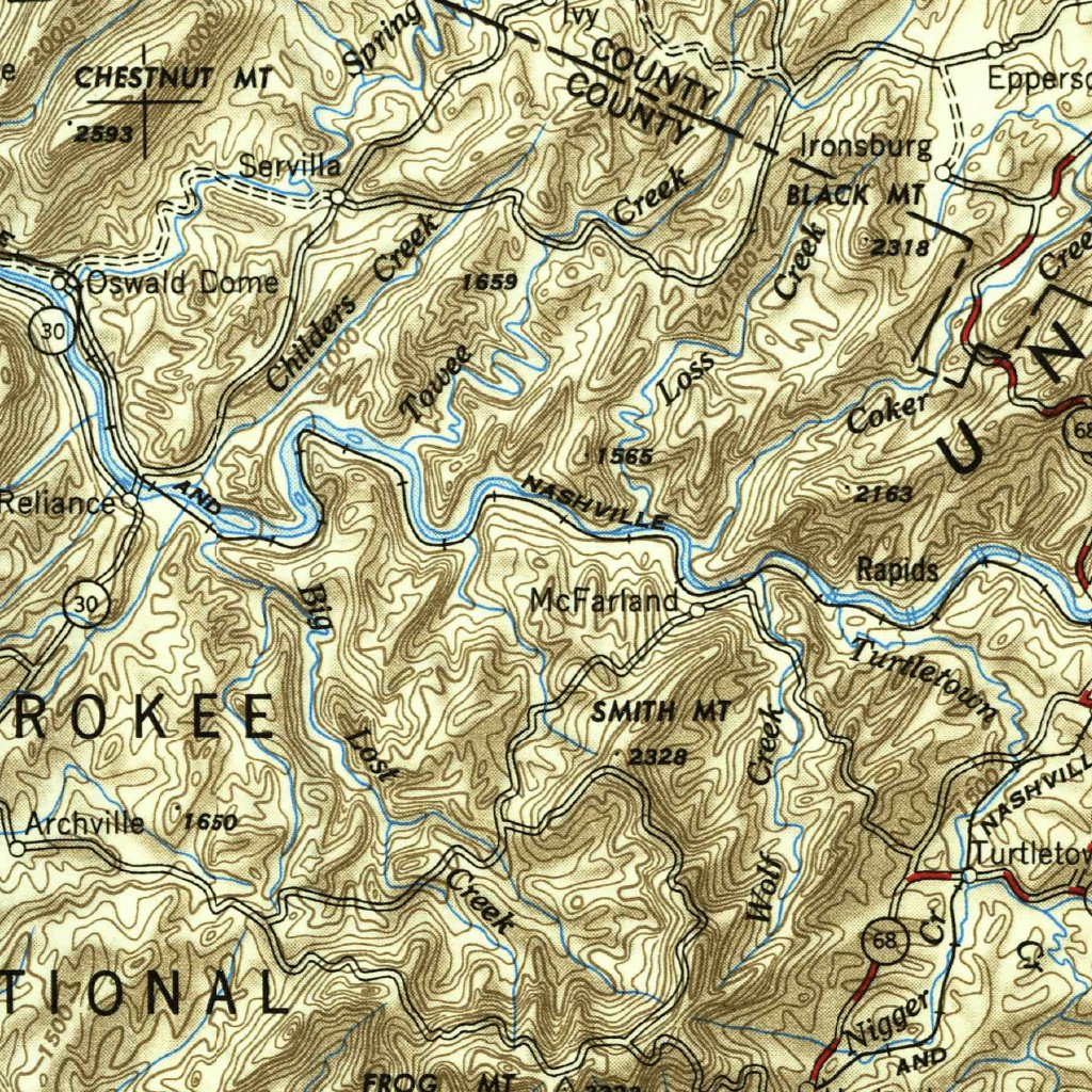 Chattanooga, TN-NC (1953, 250000-Scale) Map by United States Geological ...